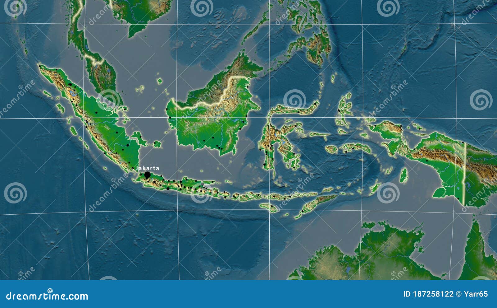 Indonesia - Physical. Composition, Borders Stock Illustration ...