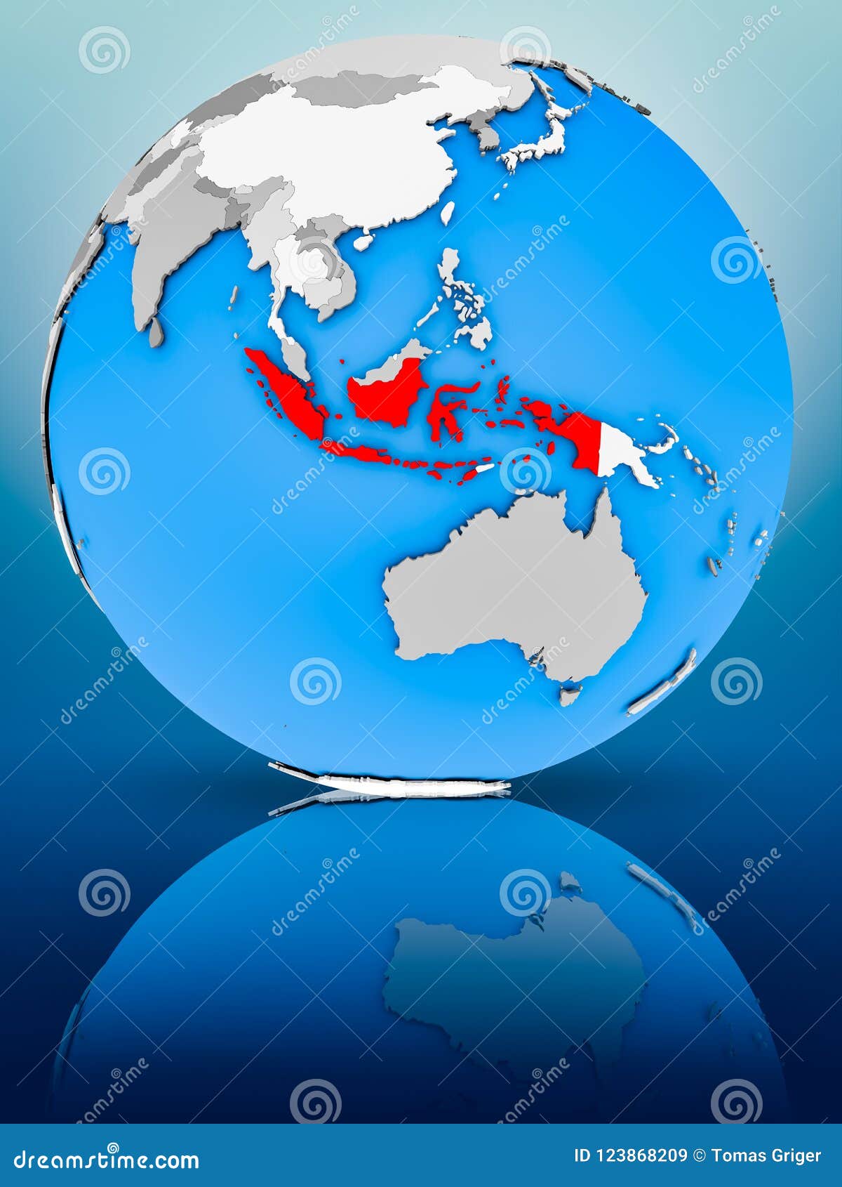 Indonesia on Political Globe Stock Image - Image of globe, render ...