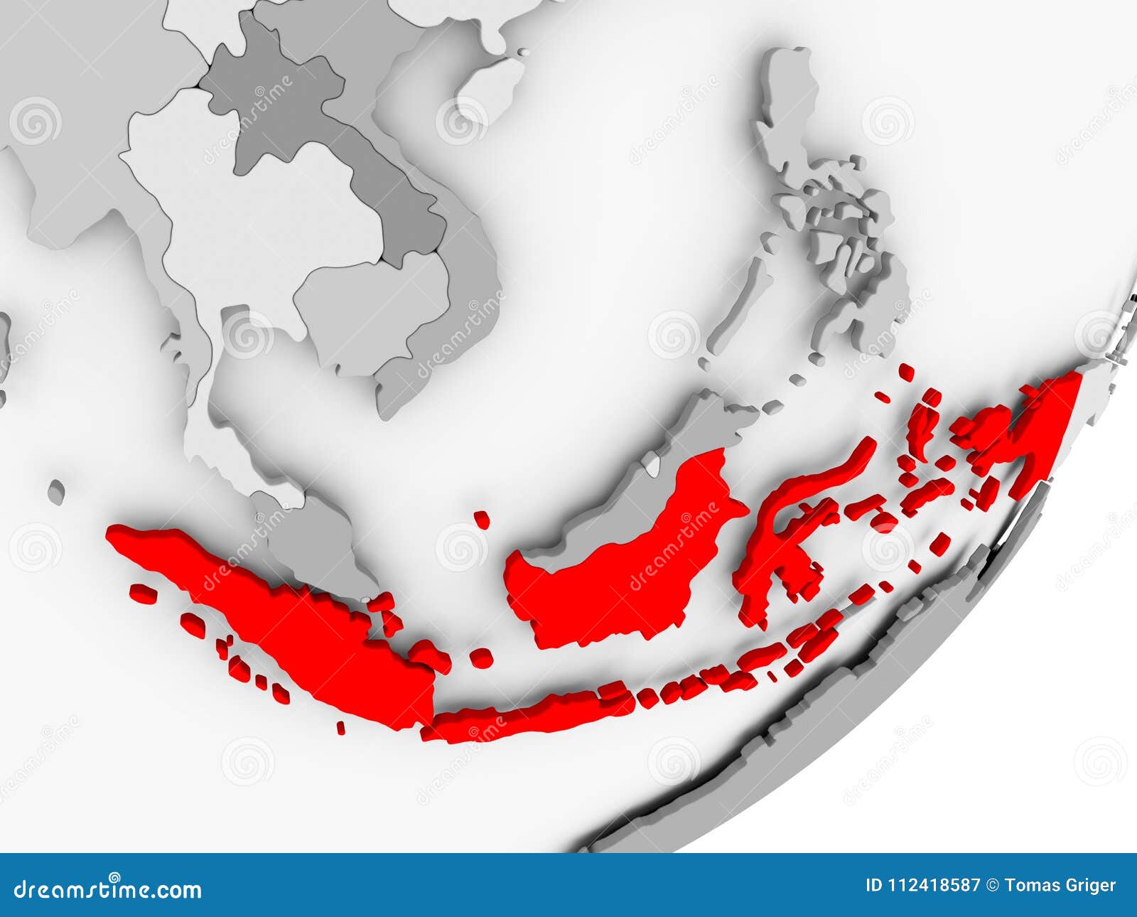 Indonesia in Red on Grey Map Stock Illustration - Illustration of ...