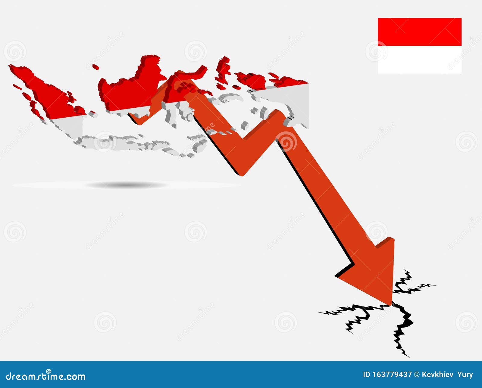 Indonesia Republic Economic Crisis Concept Vector Illustration Stock ...