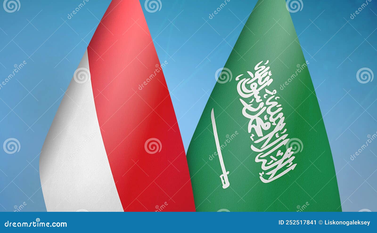 Indonesia and Saudi Arabia Two Flags Stock Illustration - Illustration ...