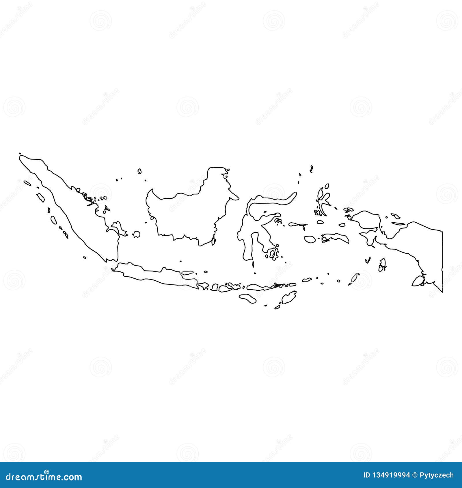 Indonesia - Solid Black Outline Border Map of Country Area. Simple Flat ...