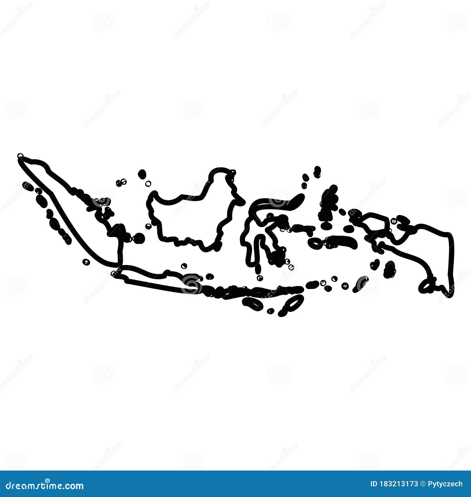 Indonesia - Solid Black Outline Border Map of Country Area. Simple Flat ...