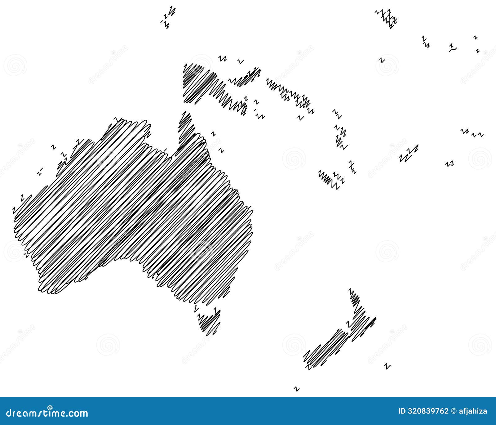 Australia Oceania Continent Thread Map Line Vector Illustration Stock ...