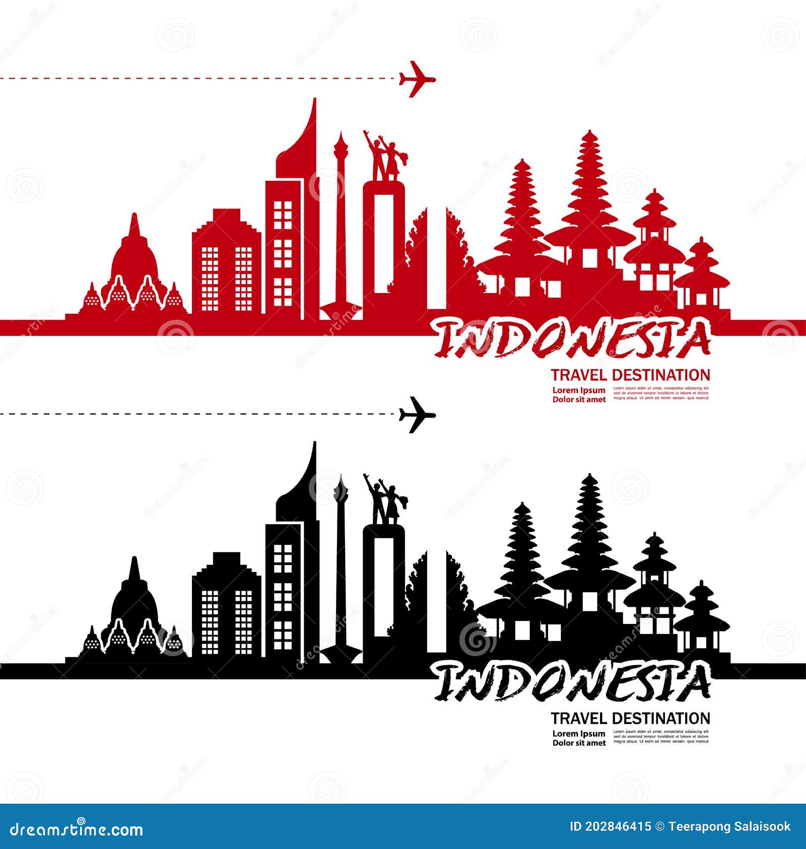INDONESIA Travel Destination Vector Illustration. Editorial Image ...