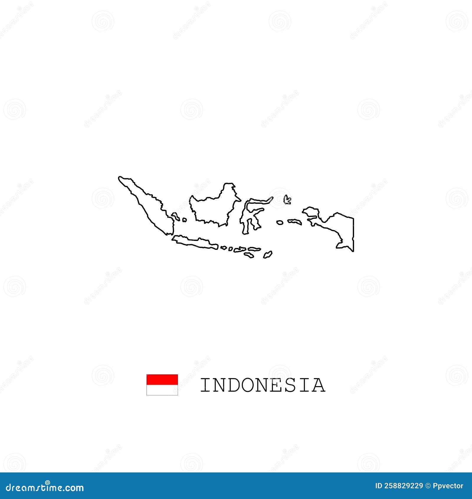 Indonesia Vector Map Outline, Line, Linear. Indonesia Black Map On ...