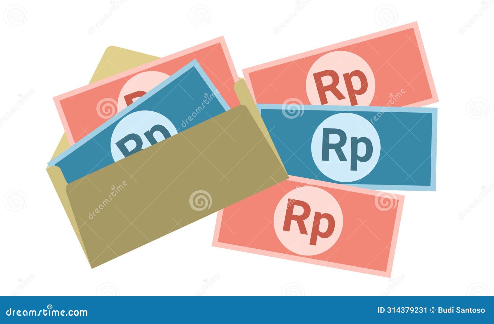 Indonesian Banknote Paper Money Rupiah Currency Rp with Envelope Stock ...
