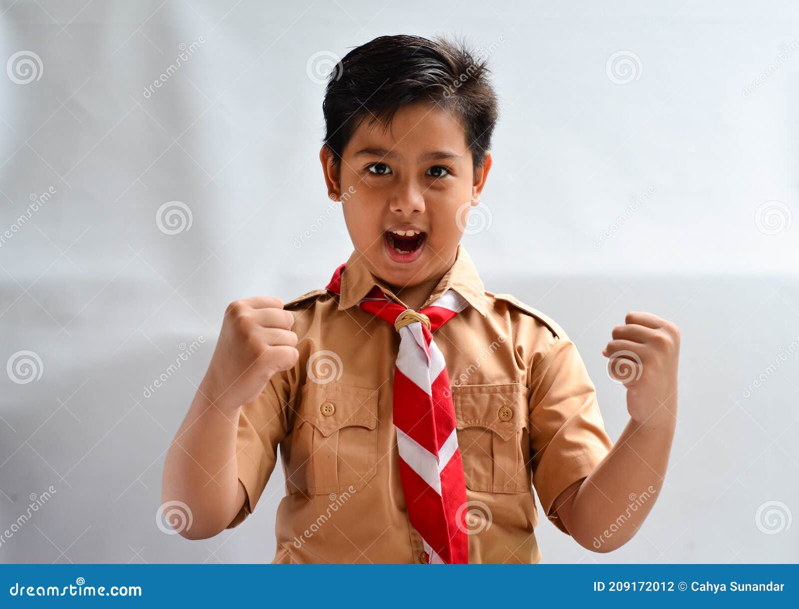 Indonesian Boy Scouts with Victory Expression Stock Photo - Image of ...