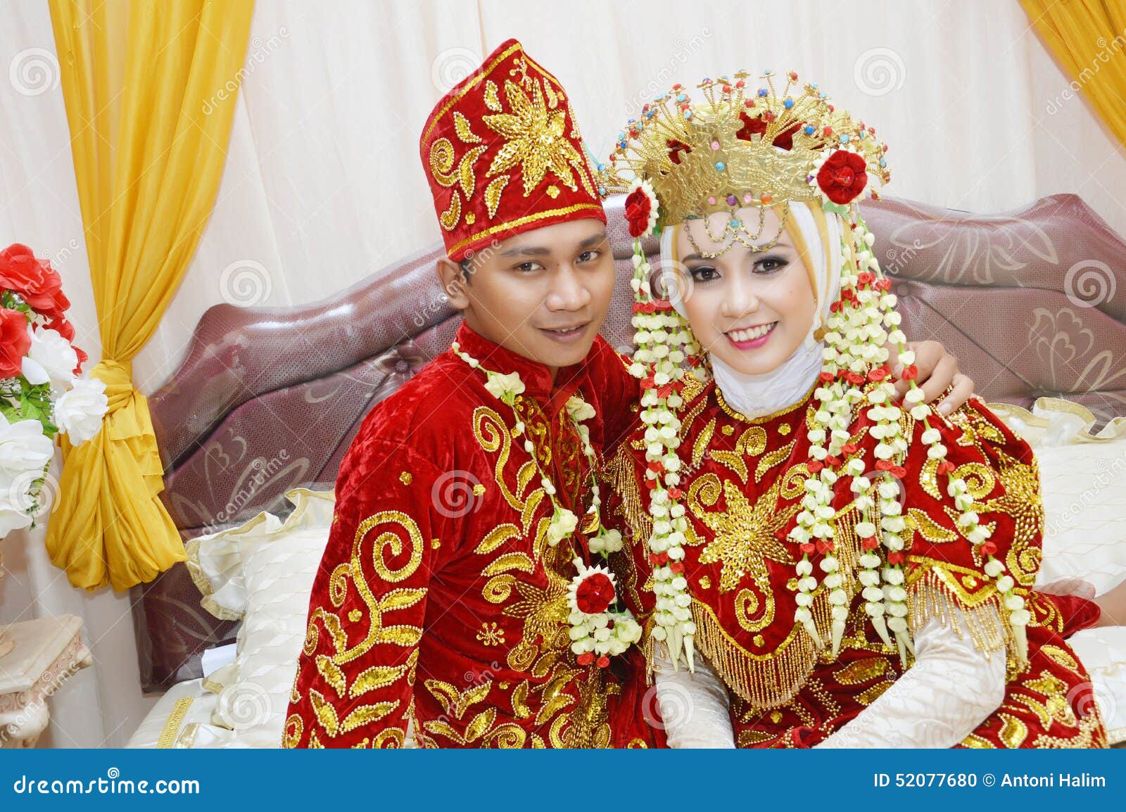 Indonesian bridal couples stock photo. Image of holding - 52077680