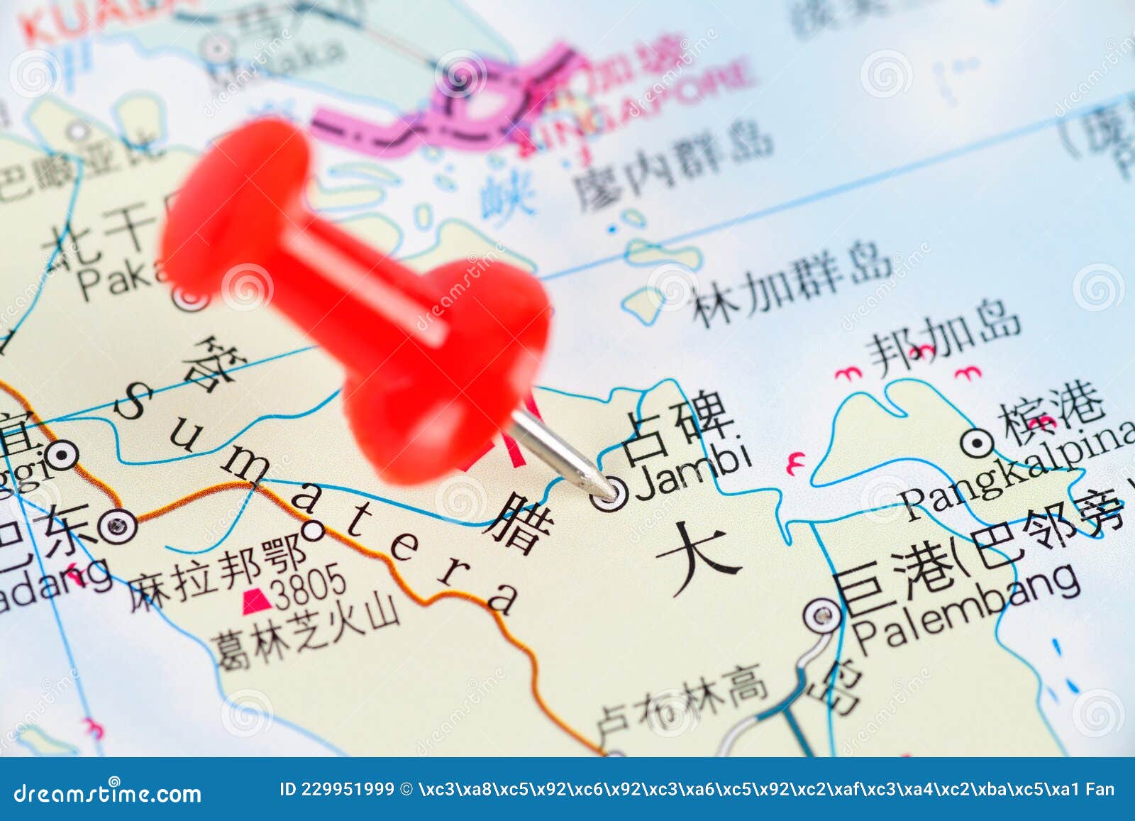 The Indonesian City of Jambi Marked on the Map Stock Image - Image of ...