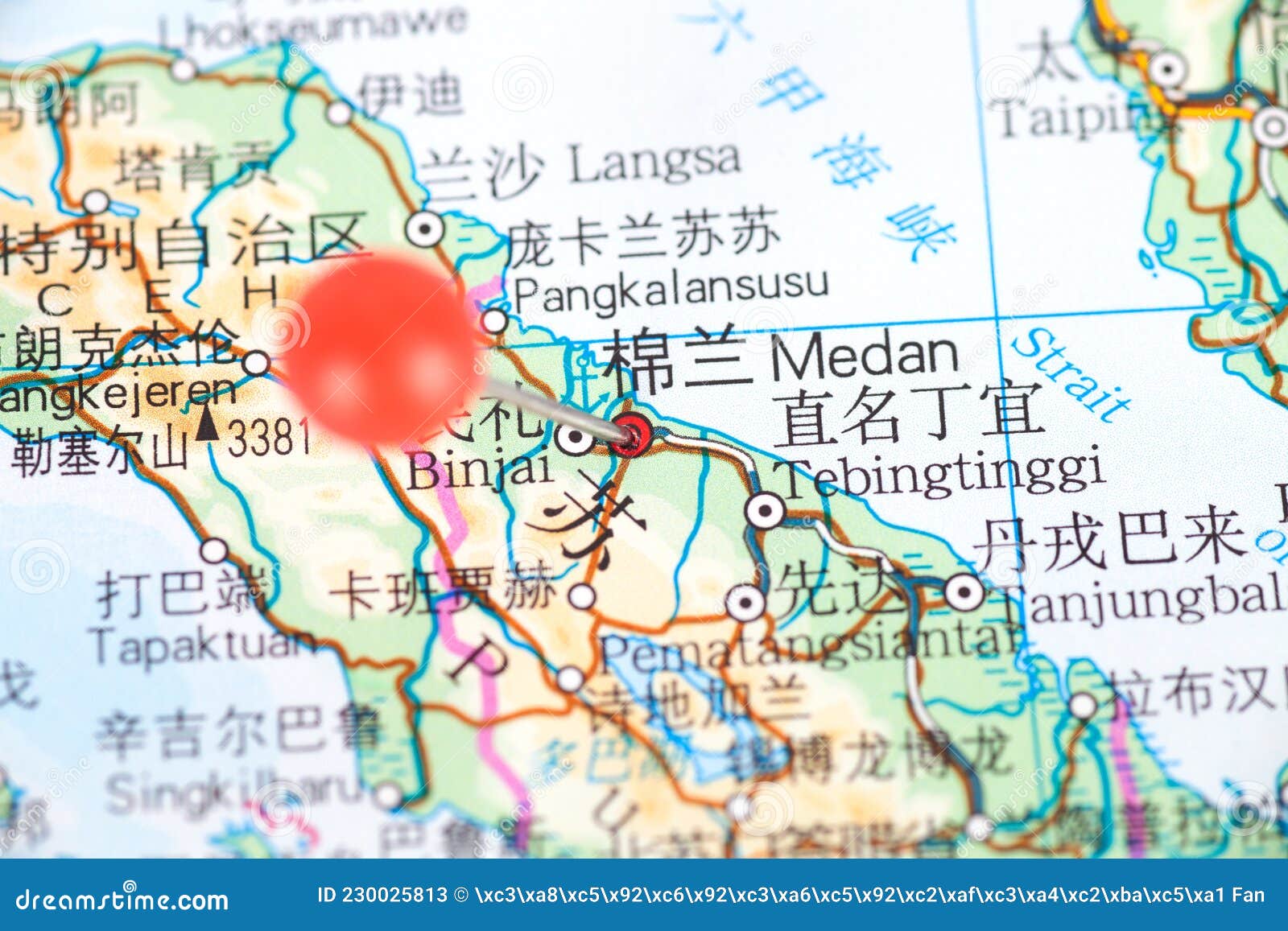 The Indonesian City of Medan Marked by a Tack on the Map Editorial ...