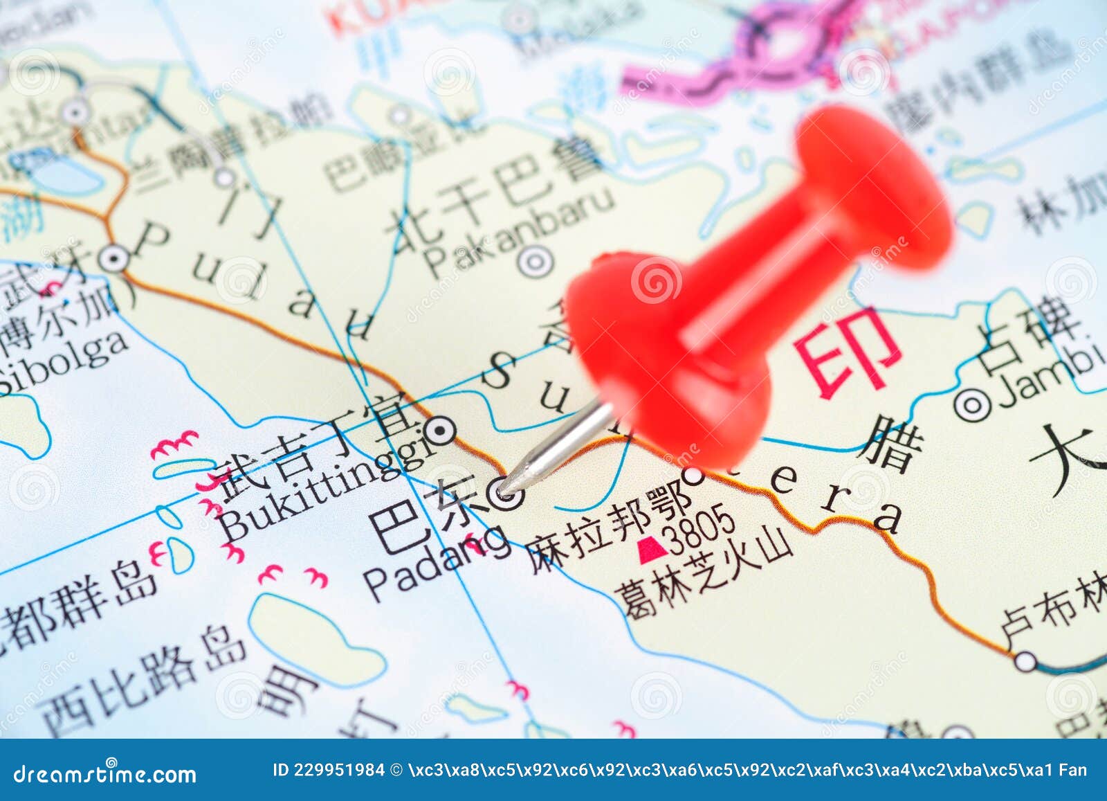 Indonesian City Padang Marked on the Map Stock Photo - Image of callout ...