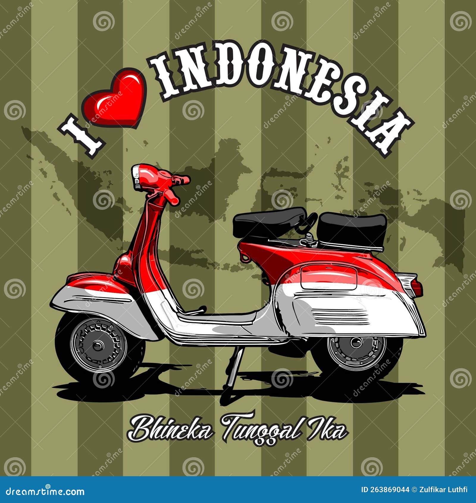 Scooter With Indonesian Batik Pattern Vector Illustration | CartoonDealer.com #263865092