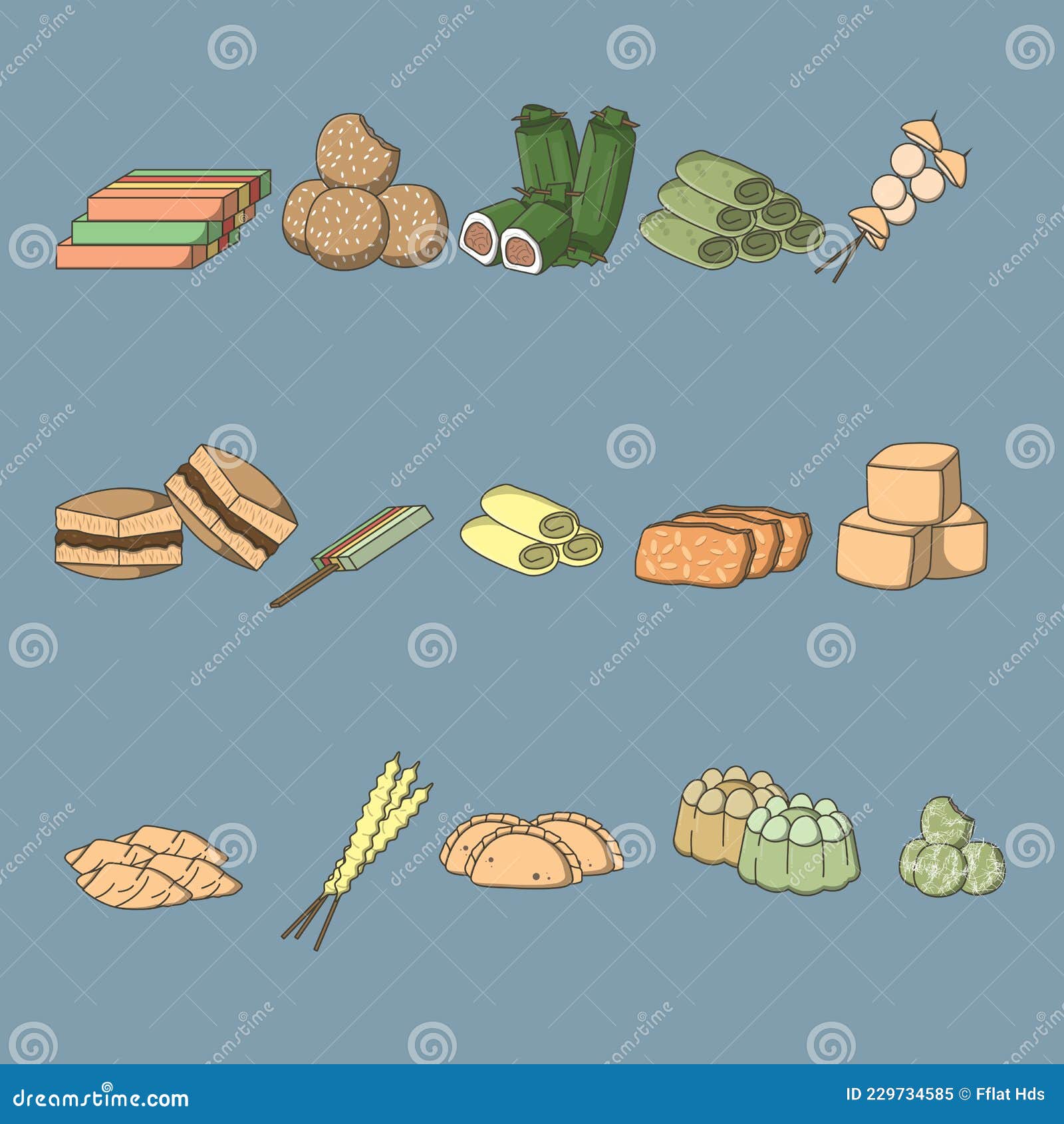 Indonesian food bundle stock vector. Illustration of food - 229734585