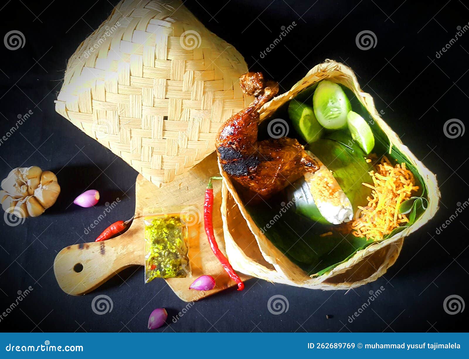Indonesian Food with Unique Plates Stock Image - Image of food, fruit ...