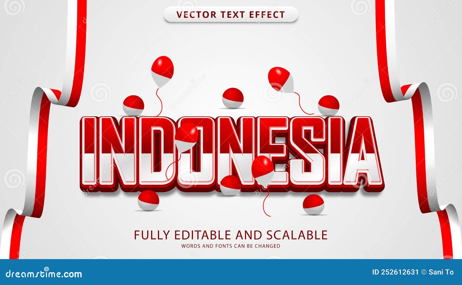 Indonesian Independence Day Text Effect Editable Eps File Stock Vector ...