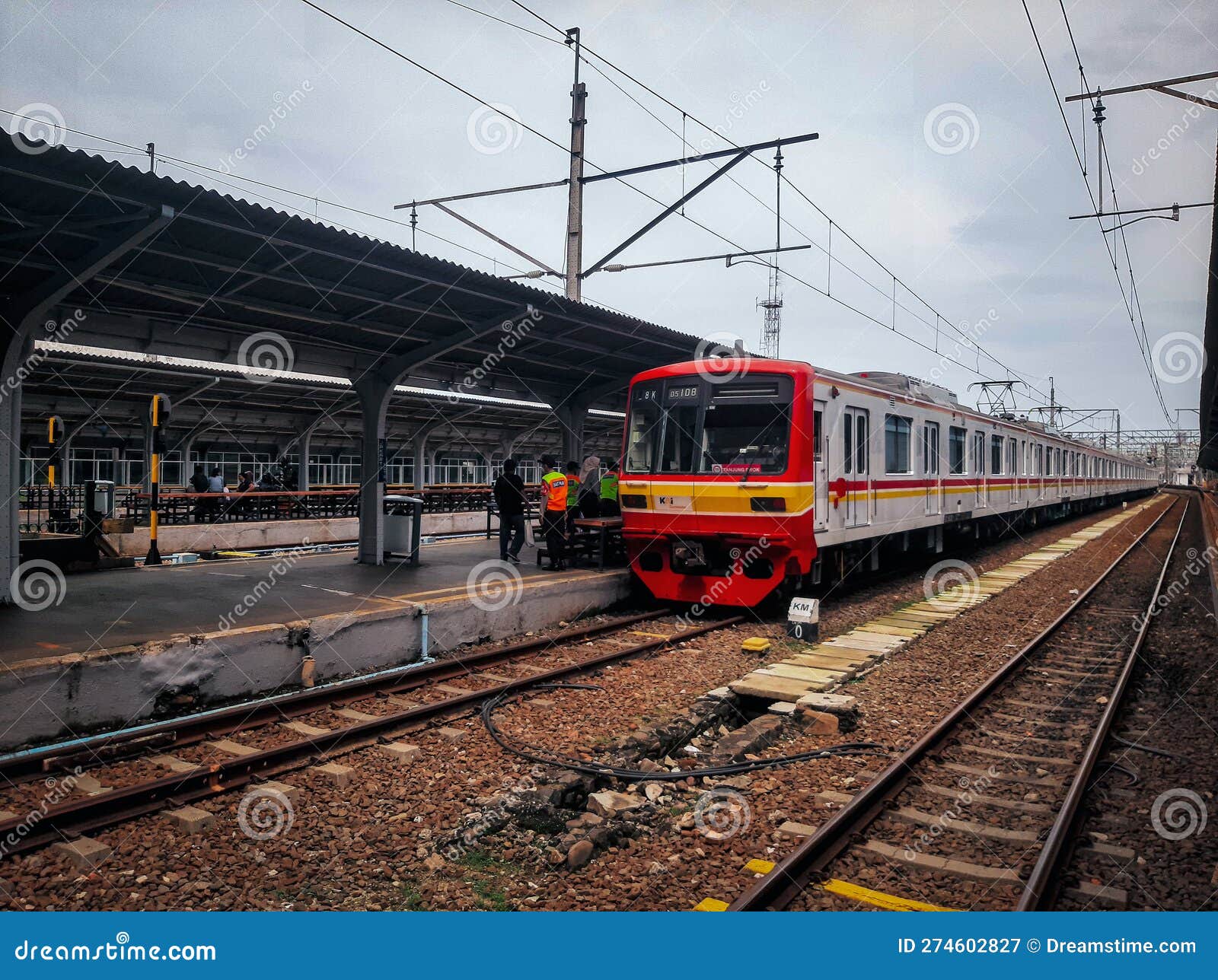 Indonesian Krl Train Stop on a Train Station in Jakarta Editorial ...