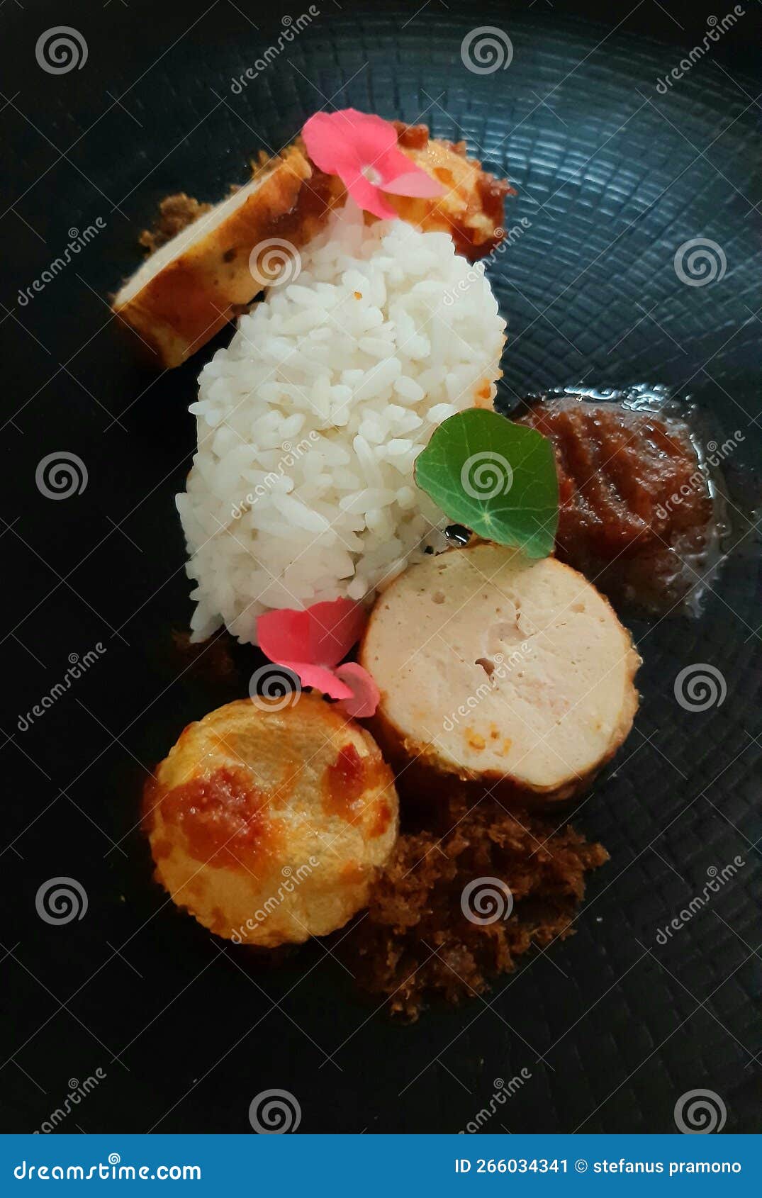 The Indonesian Maincourse Rice Satay Stock Image - Image of satay, rice ...