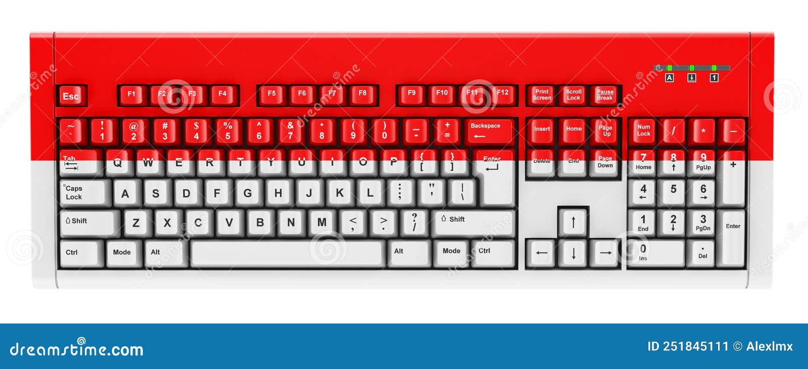 Indonesian, Monacan Flag Painted on Computer Keyboard. 3D Rendering ...