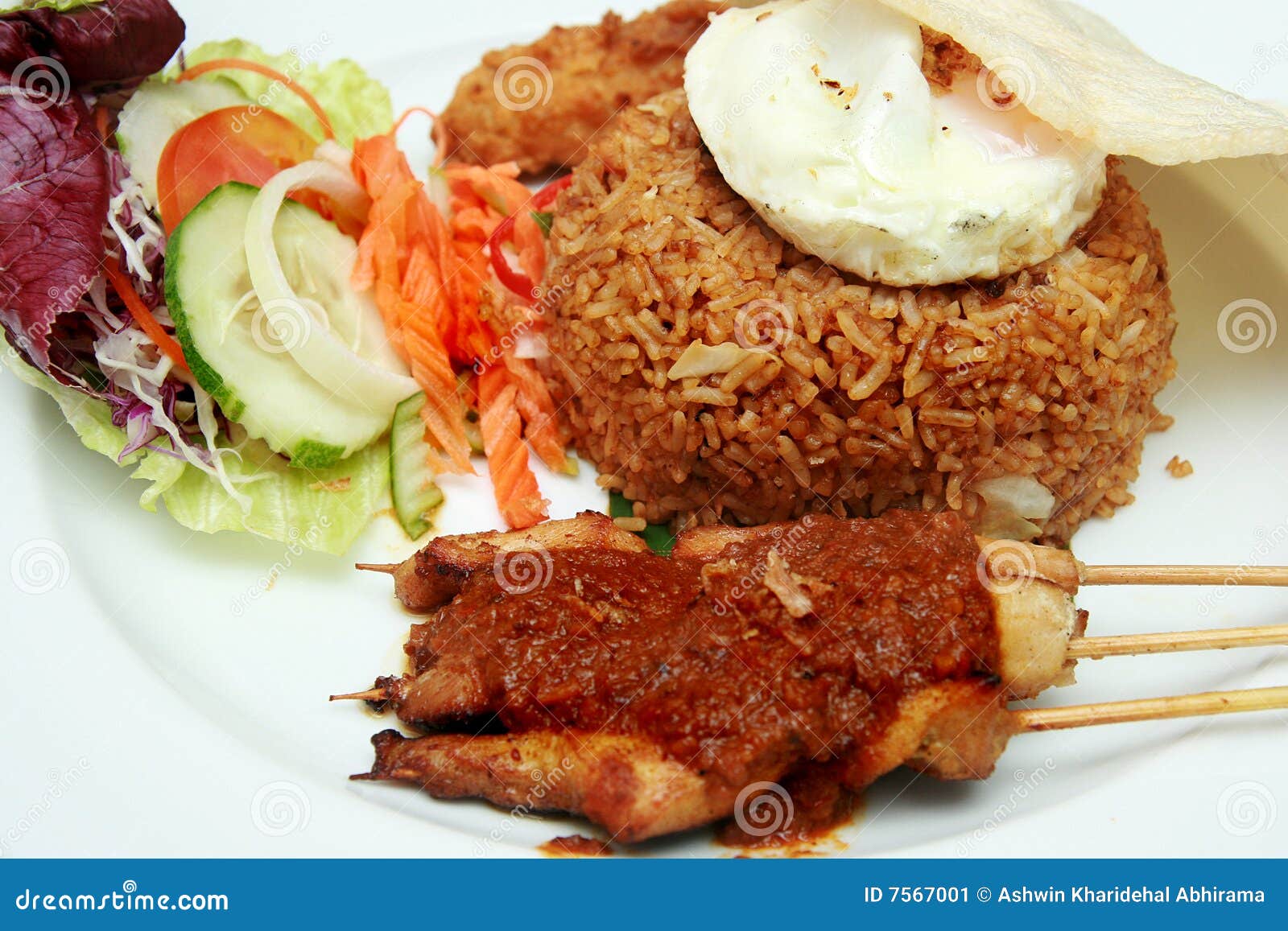 Nasi Goreng - Indonesian Chicken Fried Rice Isolated On White ...