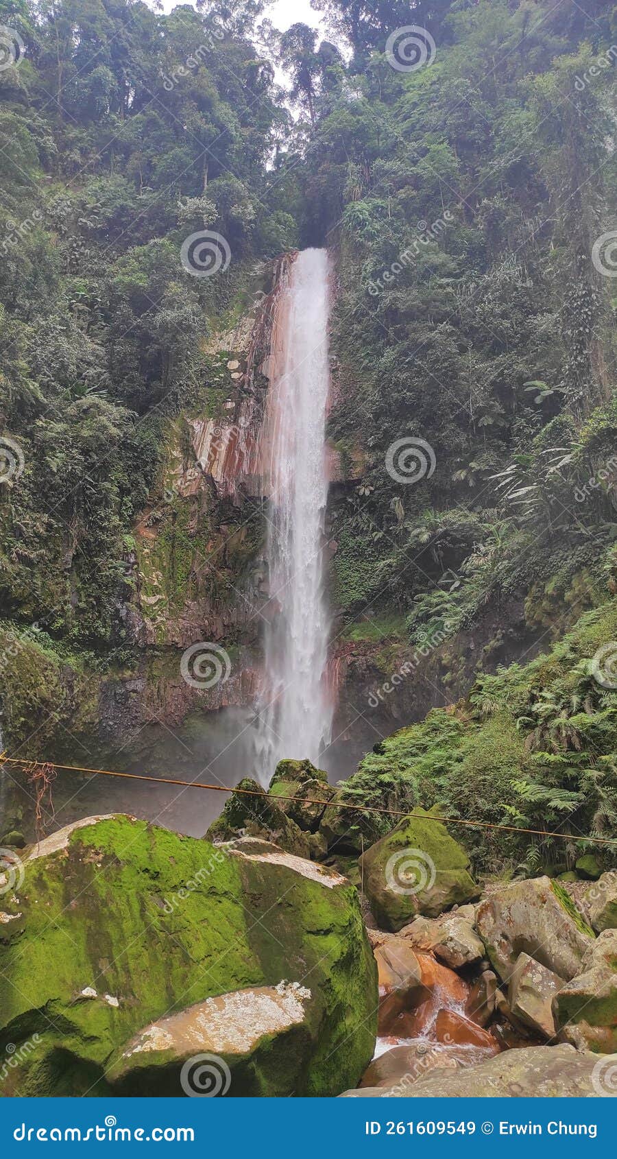 Indonesian Nature Waterfall Curug Seribu Stock Image - Image of green ...