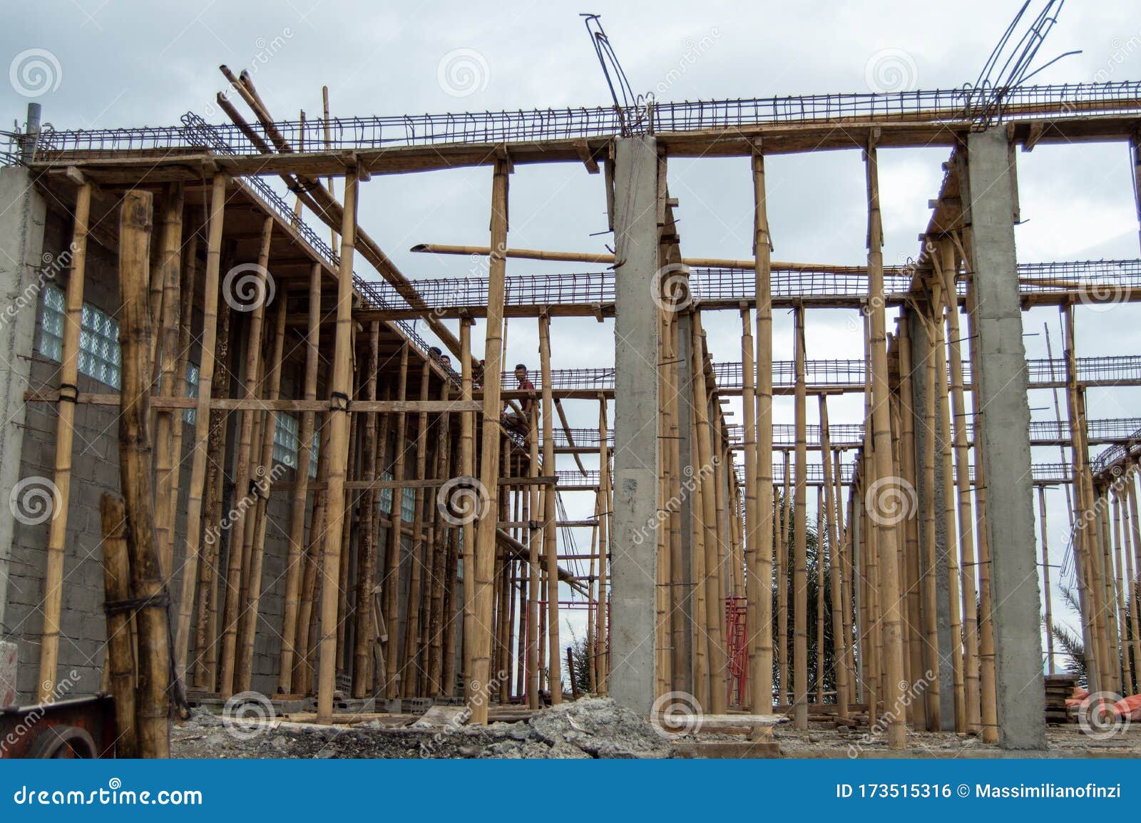 Indonesian rice field stock photo. Image of scafolding - 173515316