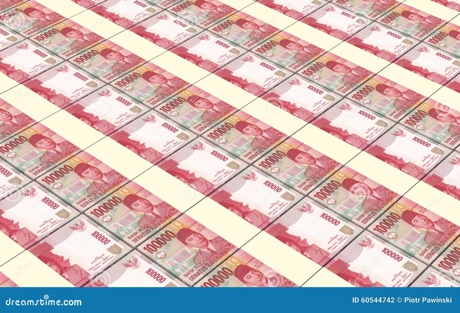 Indonesian Rupiah Bills Stacks Background. Stock Illustration ...