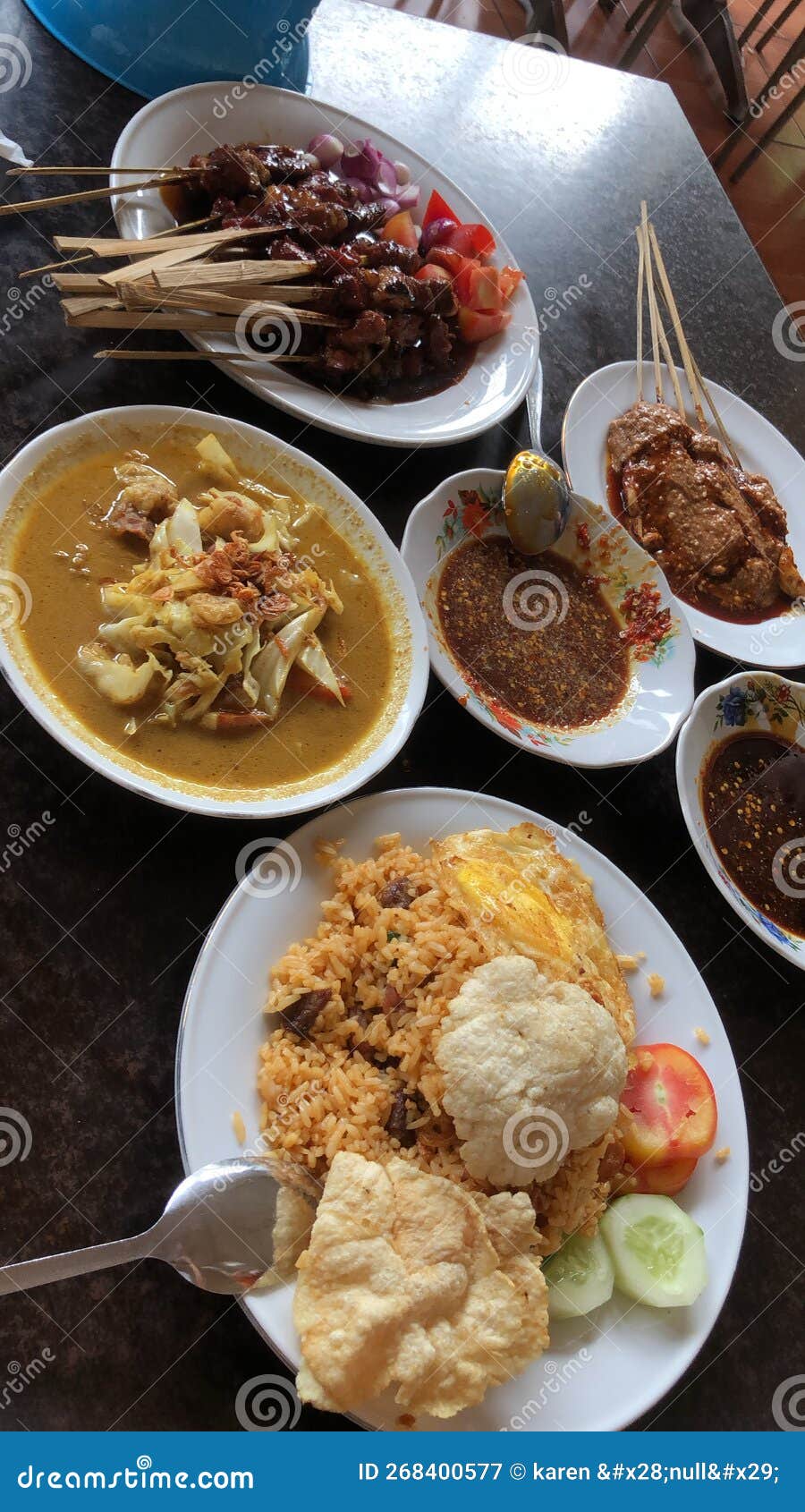 Indonesian Satay and Fried Rice Stock Image - Image of sauc, friedrice ...