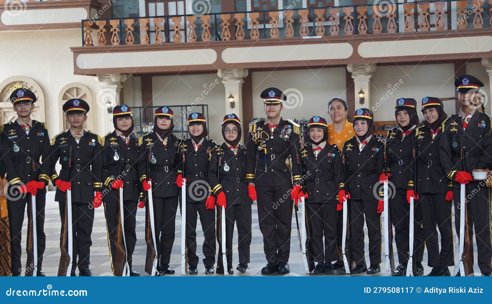 Indonesian Senior High School Students with Uniforms in Marching ...