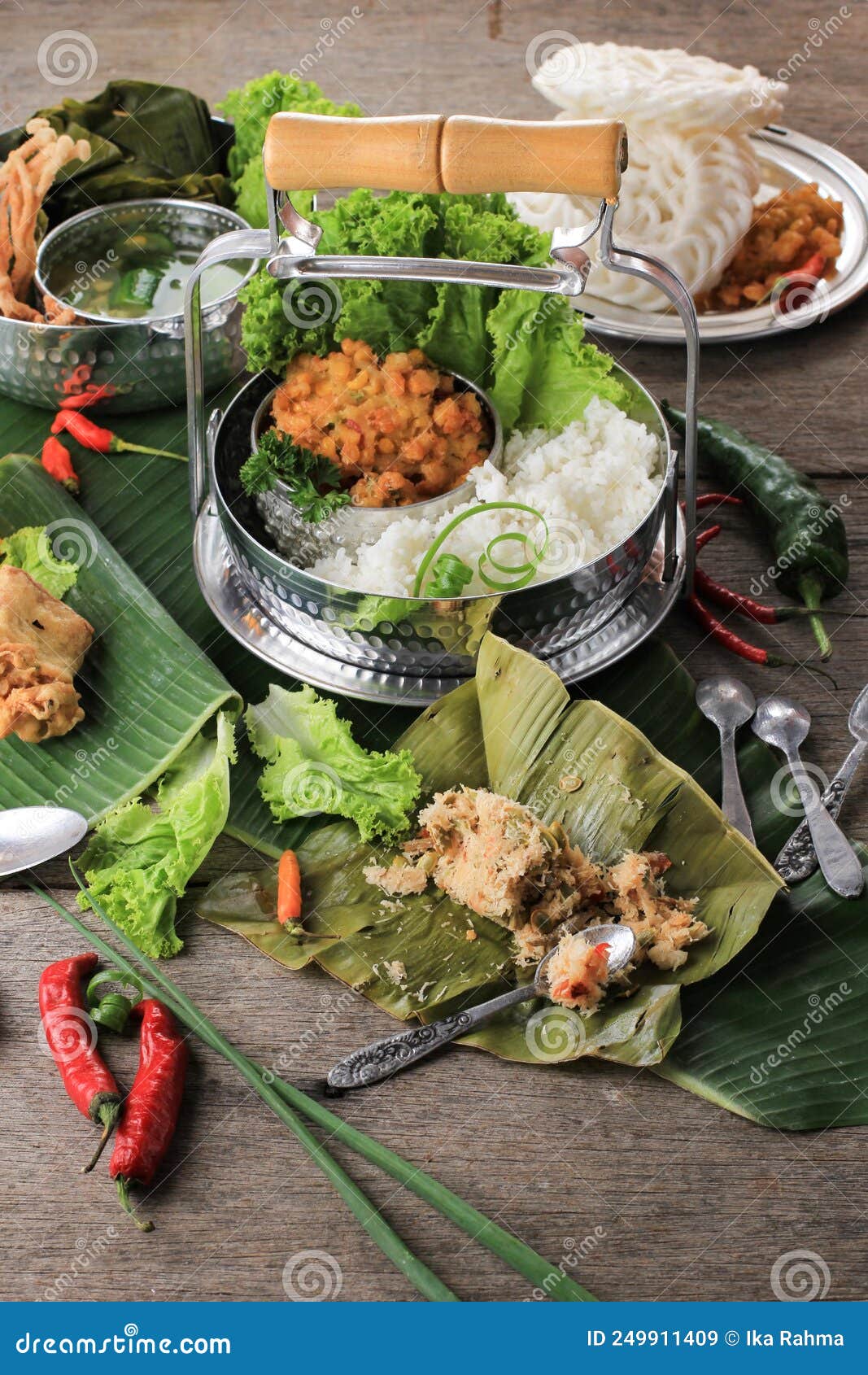 Indonesian Traditional Food for daily Menu, Served Using Rantang Stock ...