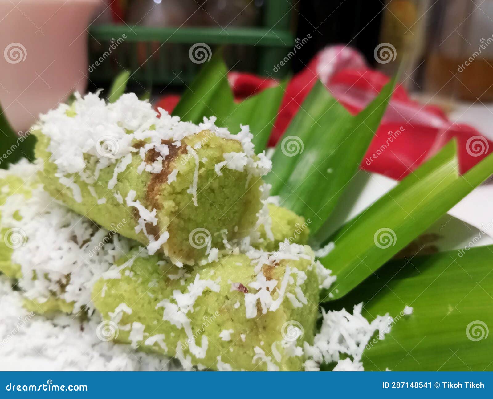 Indonesian Traditional Snack Putu Pandan Flavored Cake Stock Image ...