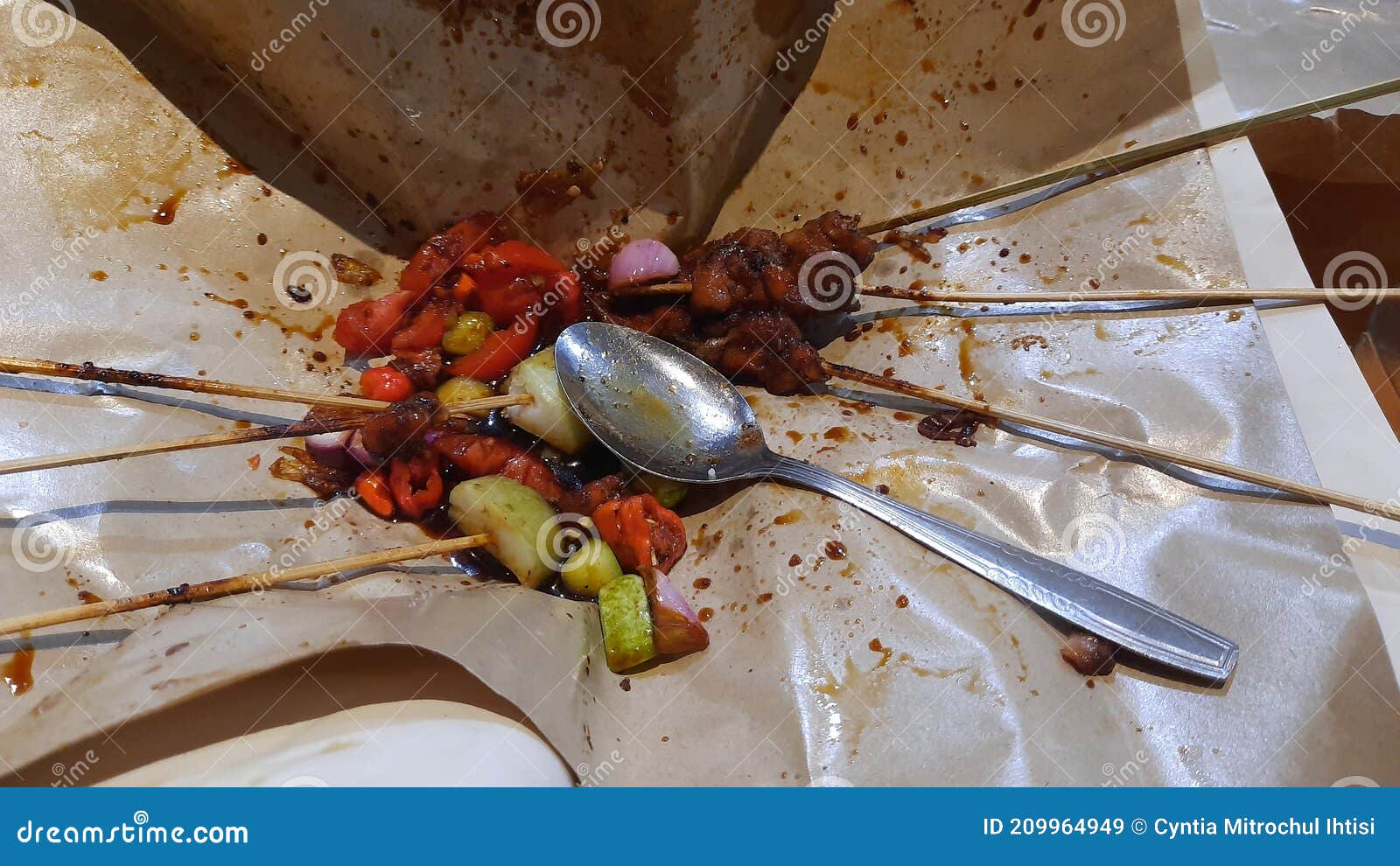 Indonesian typical satay stock image. Image of restaurant - 209964949