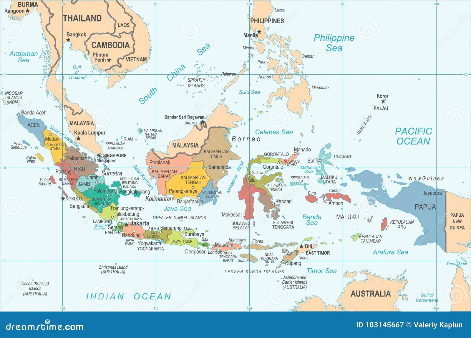 Indonezja Mapa - Wektorowa Ilustracja Ilustracji - Ilustracja złożonej ...