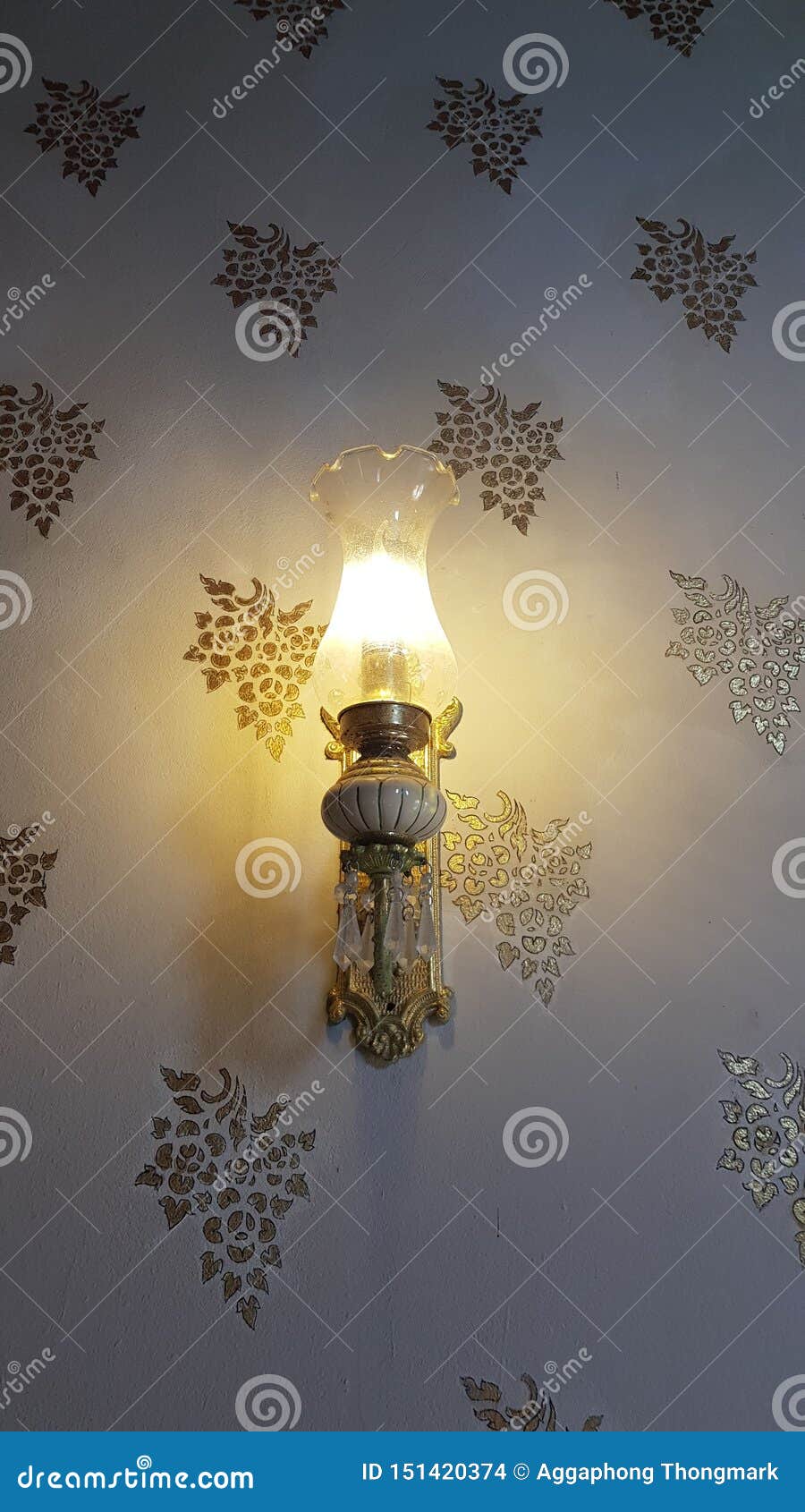 Indoor Ancient Wall Temple Lamp Stock Photo - Image of candle, bright ...