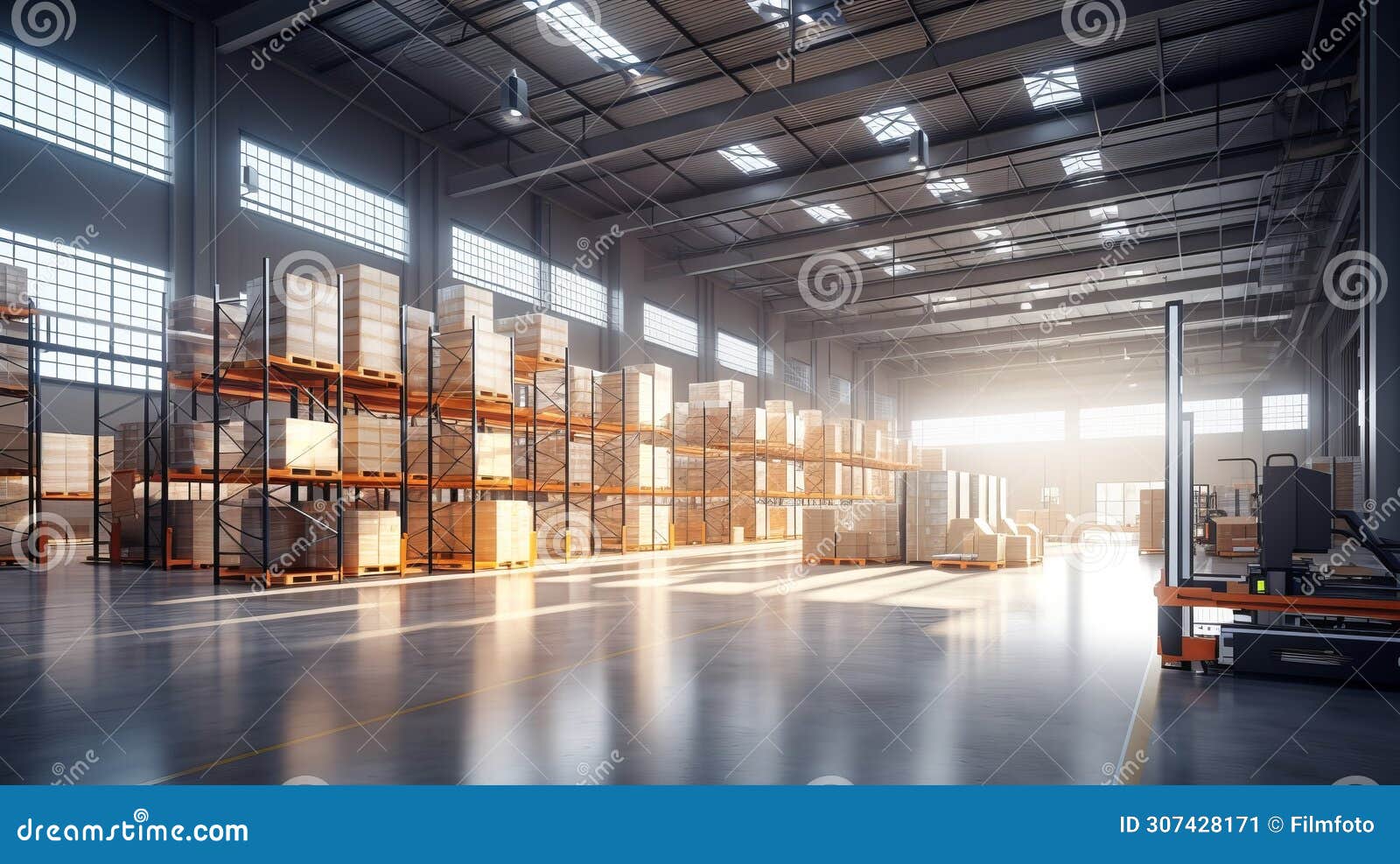 Indoor Architecture Structure of an Modern Logistics Warehouse. Stock ...