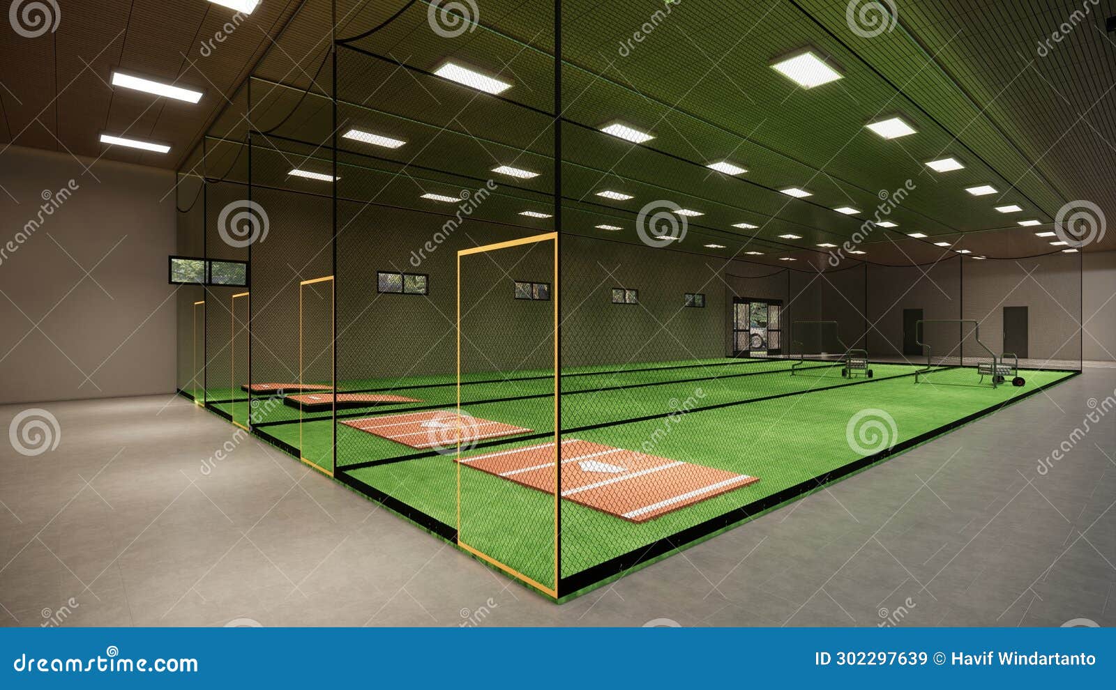 Indoor Baseball and Softball Batting Cages Rendering Stock Illustration ...