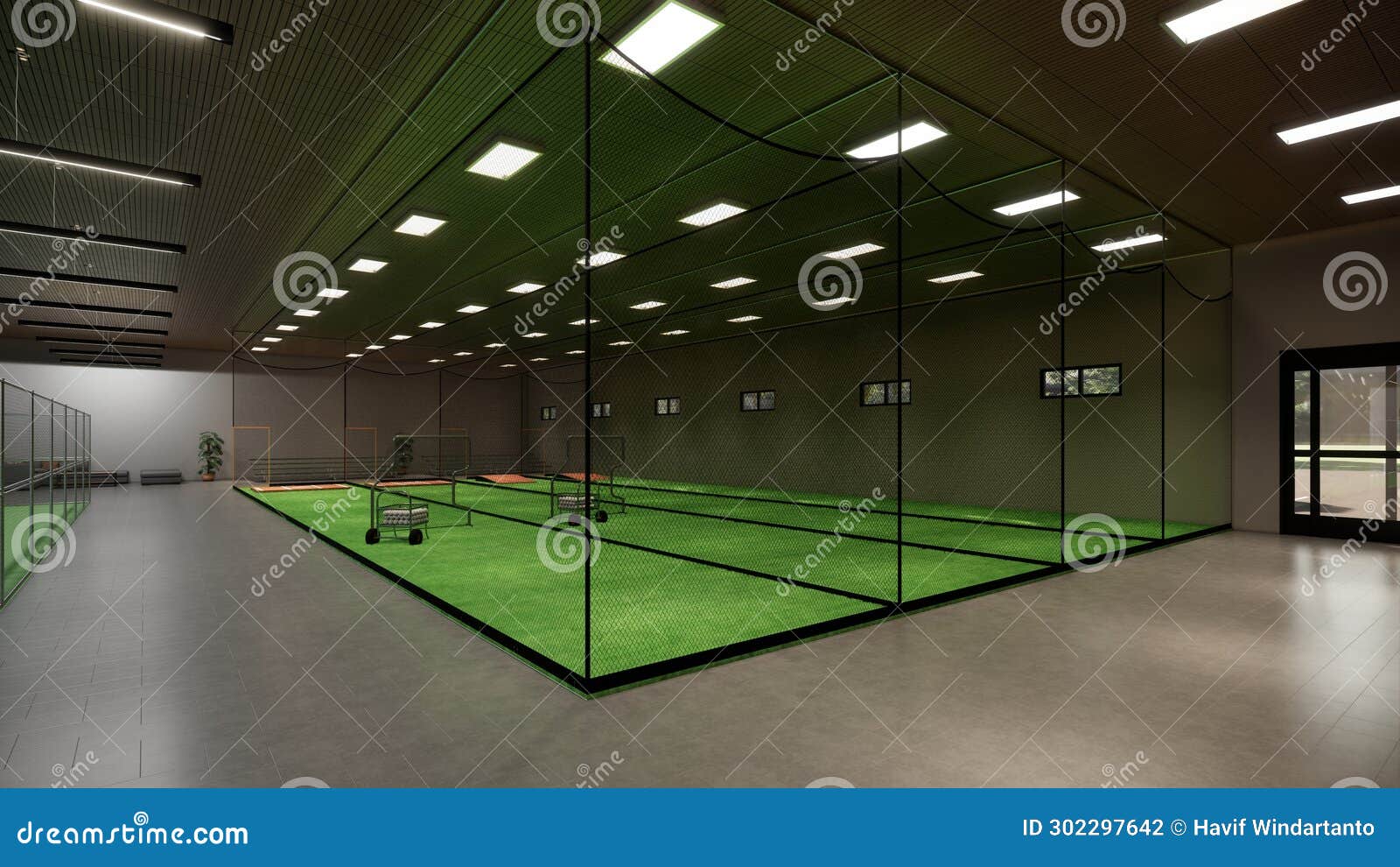 Indoor Baseball and Softball Batting Cages Rendering Stock Illustration ...