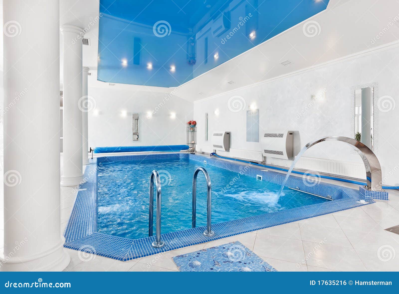 Indoor Big Blue Swimming Pool Interior Stock Photo - Image of floor ...
