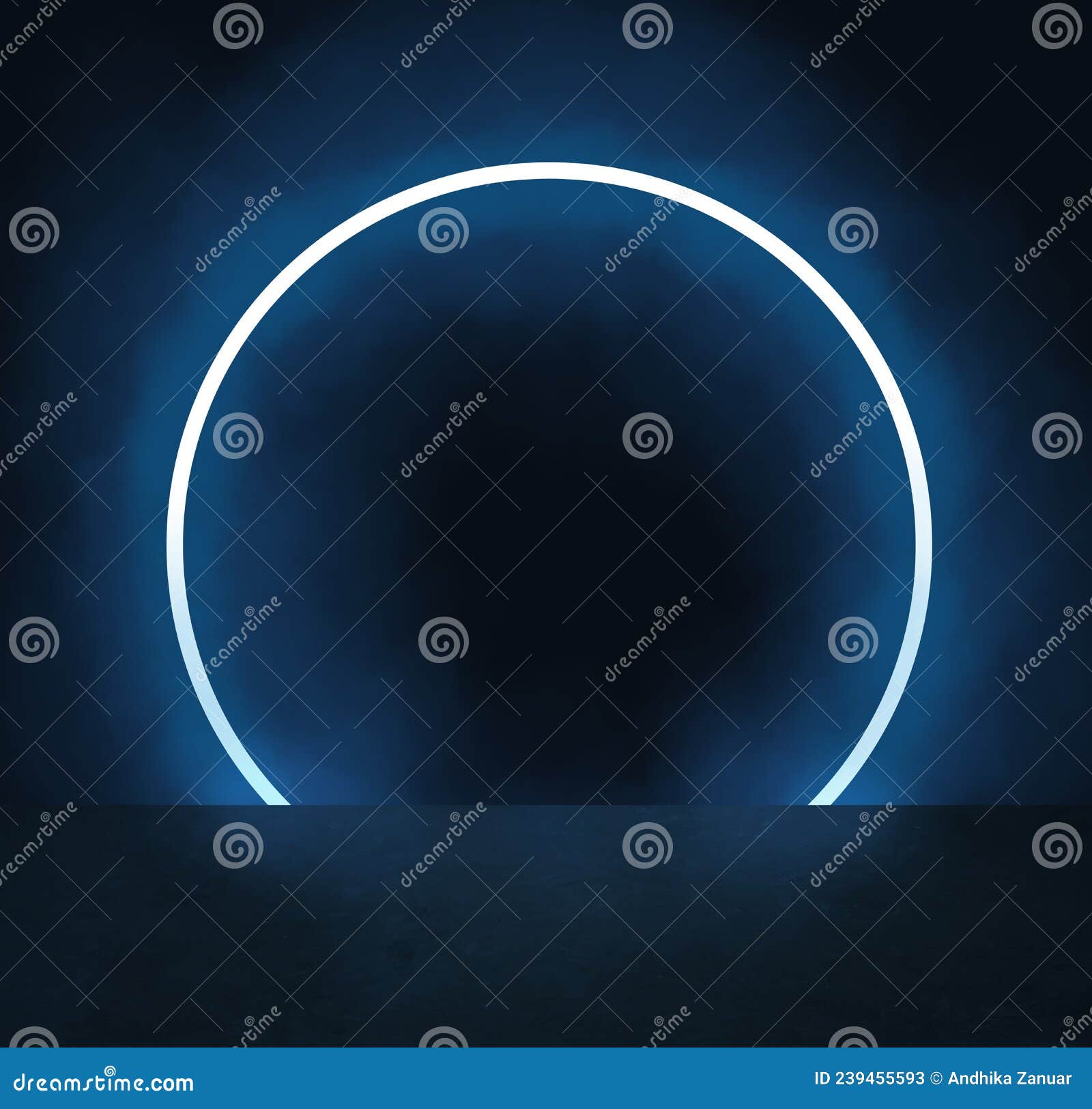 Indoor Blue Background Neon Light Circle Stock Illustration ...