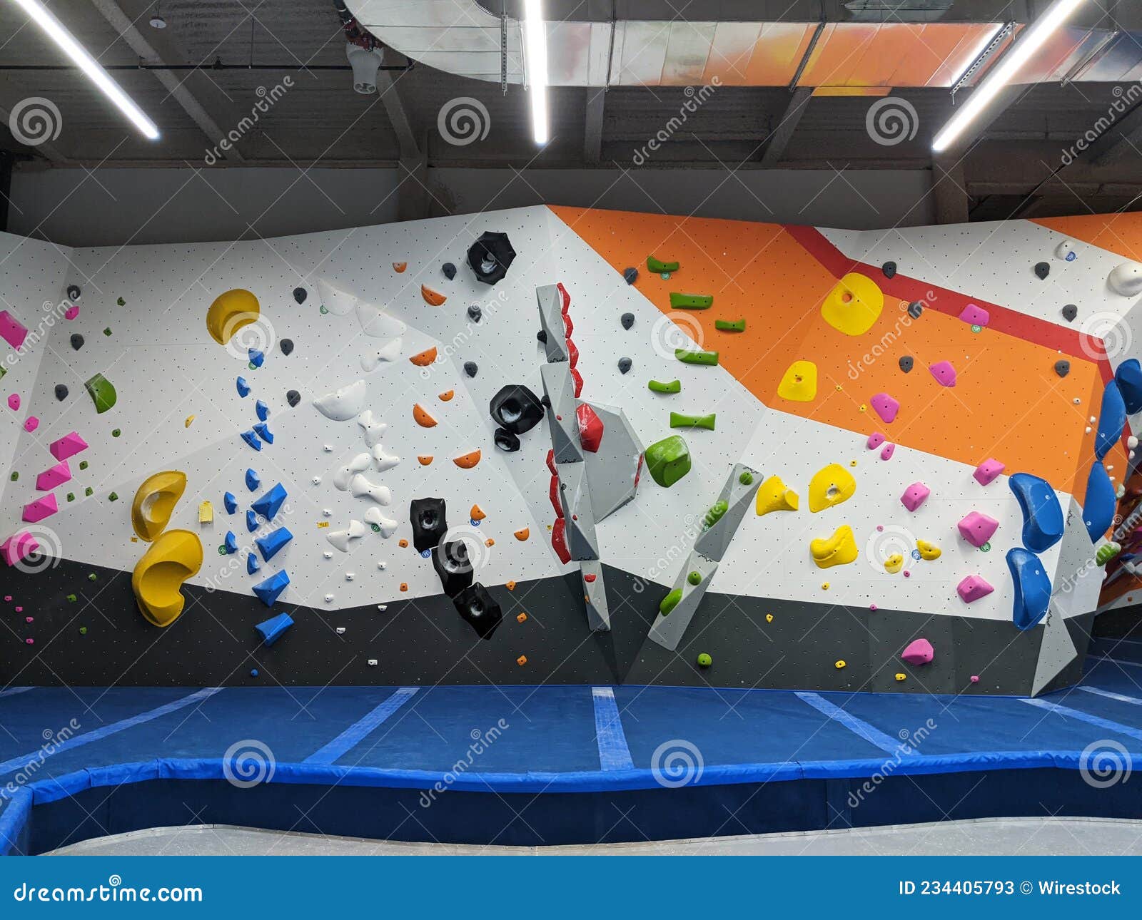 Indoor Bouldering and Climbing Wall for Training at a Modern Gym Stock ...