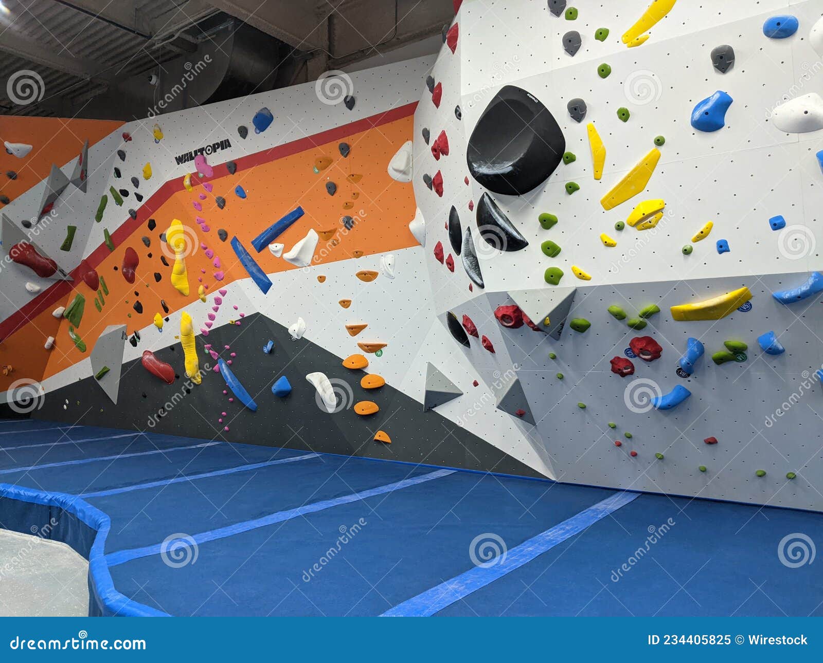 Indoor Bouldering and Climbing Wall for Training at a Modern Gym Stock ...