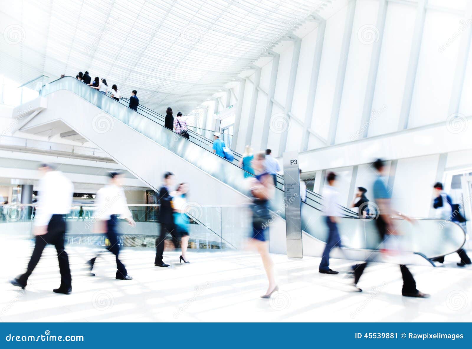 Indoor Business Rush Hour Scene Stock Image - Image of escalator ...