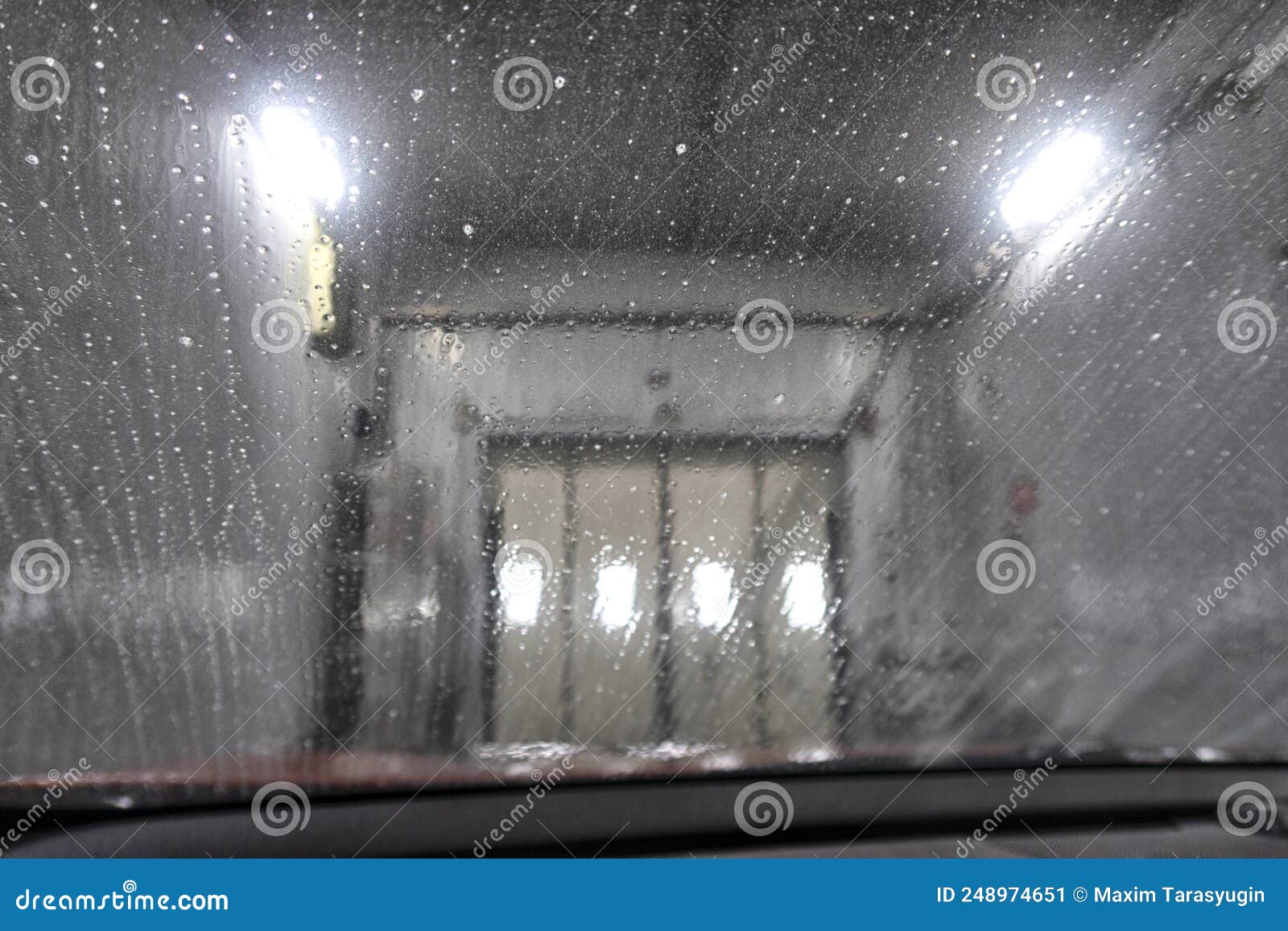 Indoor Car Wash with the View from the Driver Seat. Stock Image - Image ...