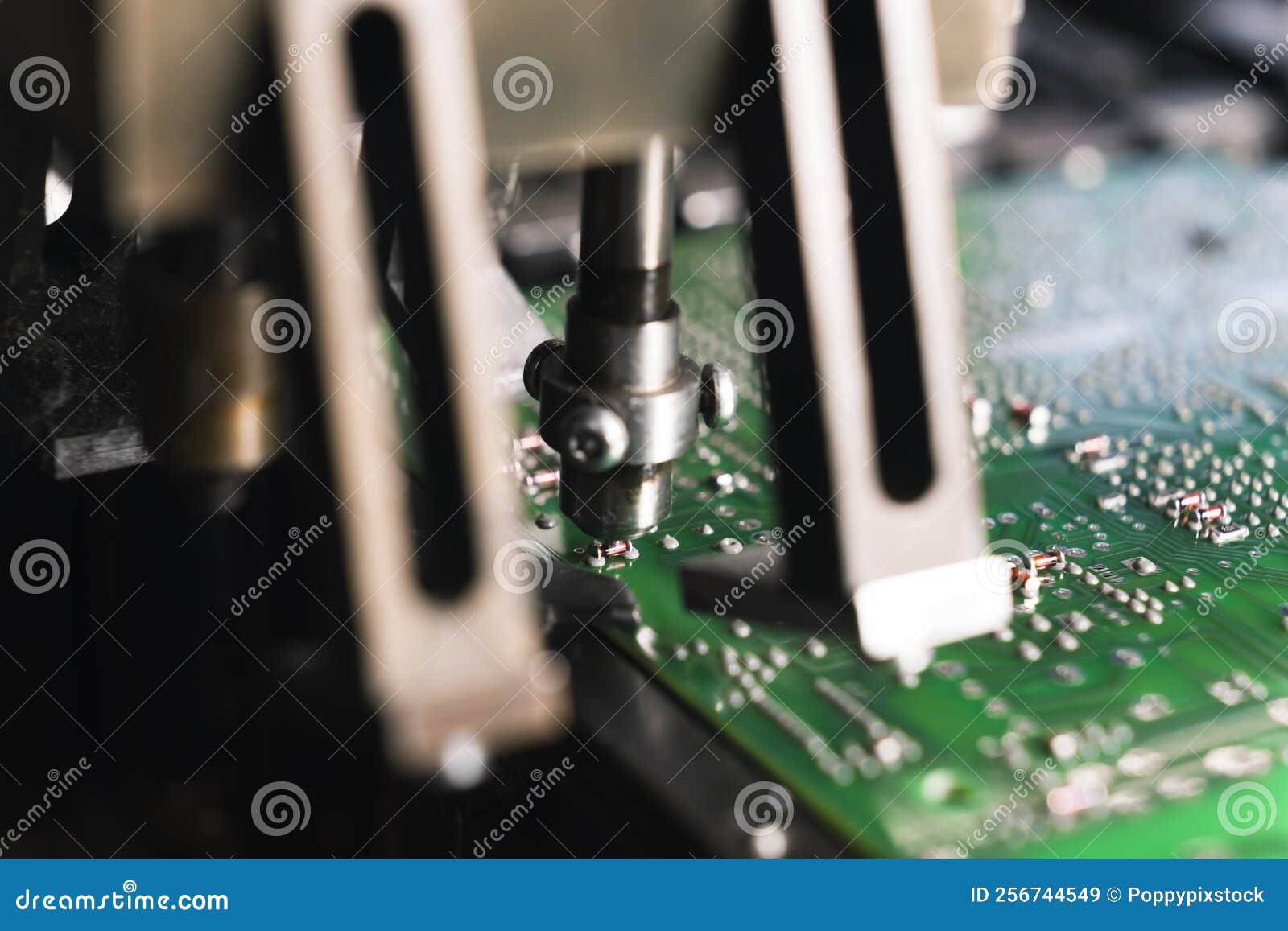 Indoor Closeup Shot Showing the Process of Creating Modern PCB that is ...