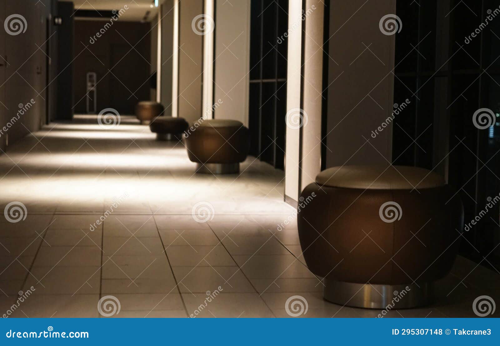 Indoor corridor at night, stock photo. Image of ceiling - 295307148