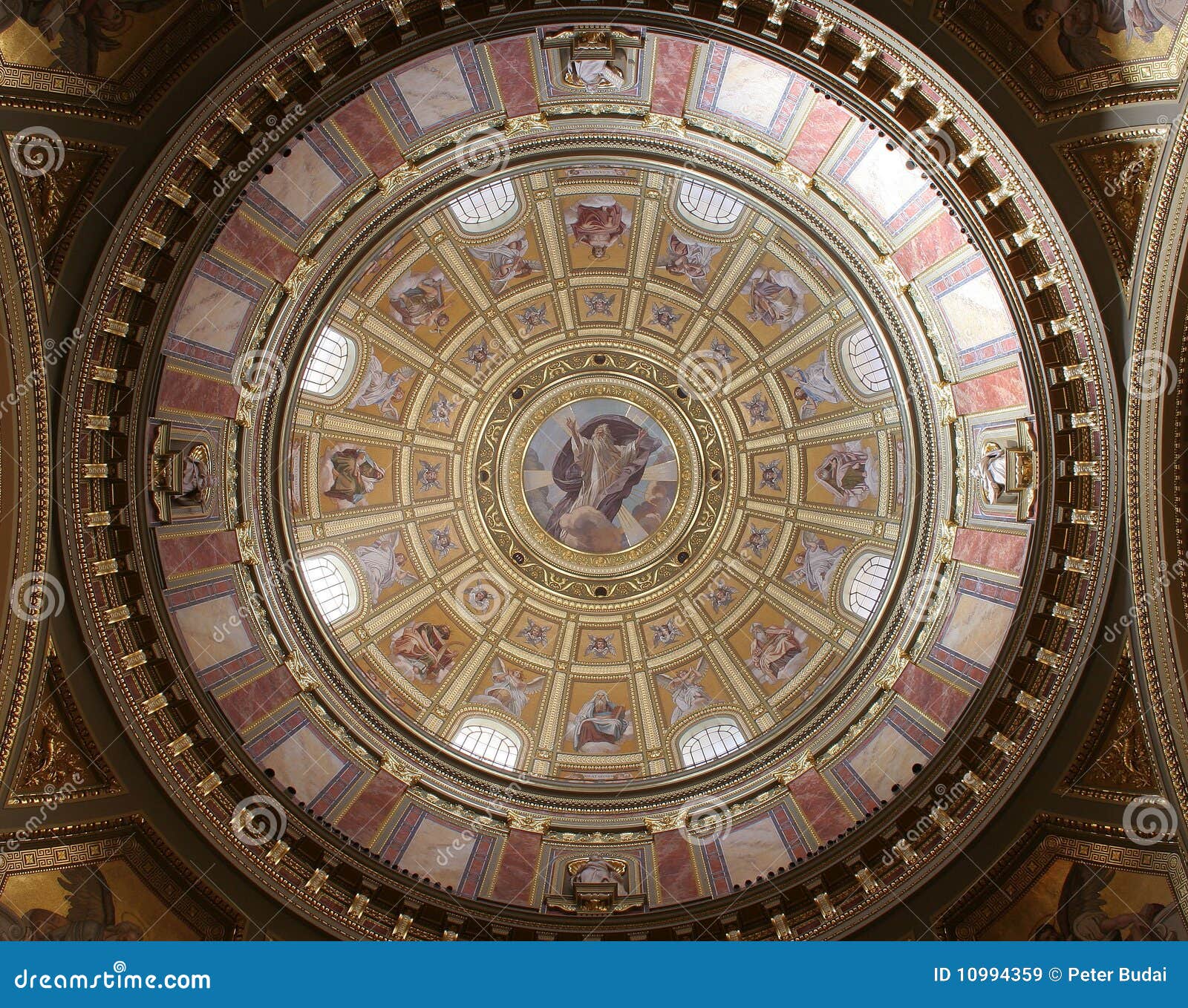 Indoor Cupola of St. Istvan Basilica Stock Image - Image of arabesque ...