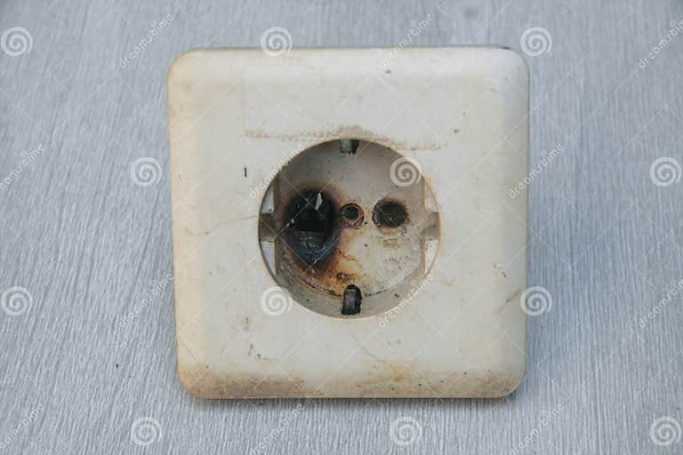 An Indoor Electrical Plug Caught Fire and Melted Stock Image - Image of ...