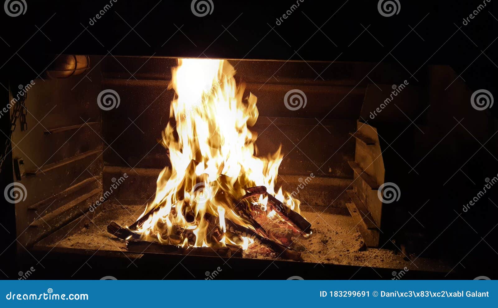 Indoor fire stock image. Image of grilling, cooking - 183299691
