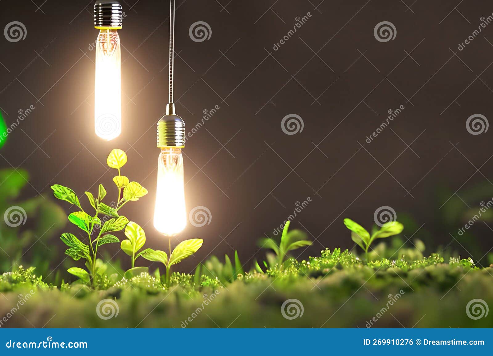 Indoor Green Growing at the Soil with the Help of the Light Bulb and ...