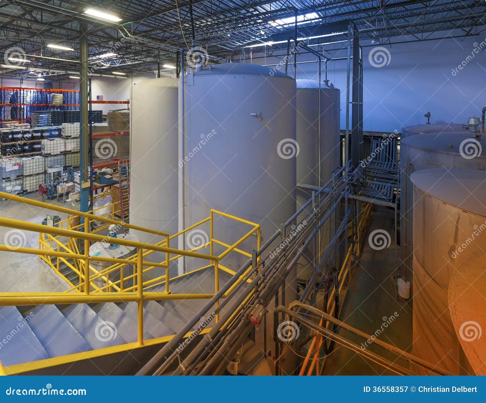 Indoor Liquid Storage Tanks Stock Image - Image of fossil, factory ...